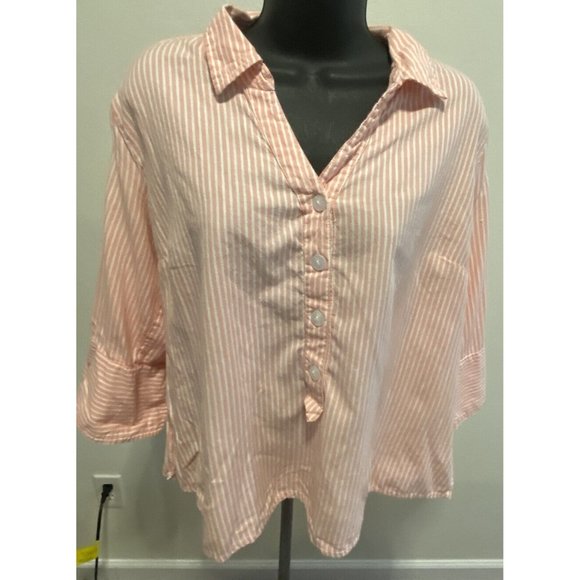 Rebecca Malone | Tops | Rebecca Malone Women Blouse Xl 34 Sleeve Button ...